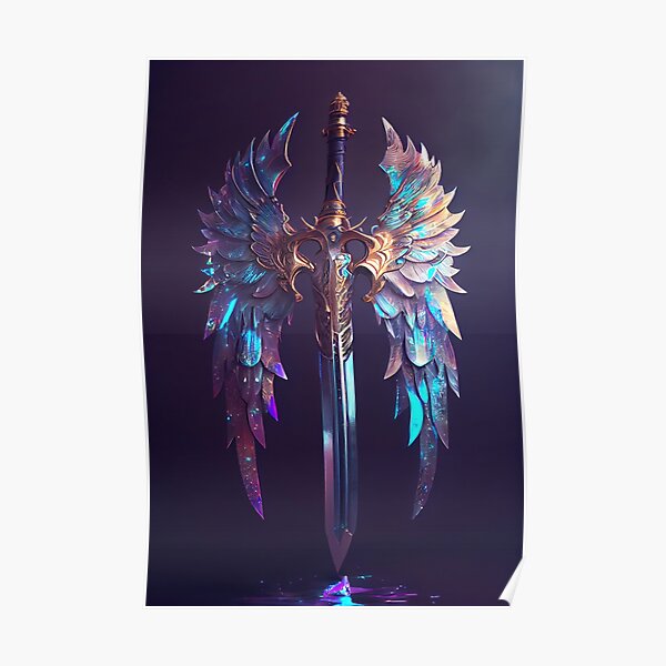 "Magic Sword with Wings 3 - Midjourney Art" Poster for Sale by ...