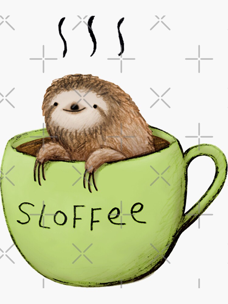 "Sloffee Coffee - Funny Cute Sloth Coffee Lover Meme" Sticker for Sale ...