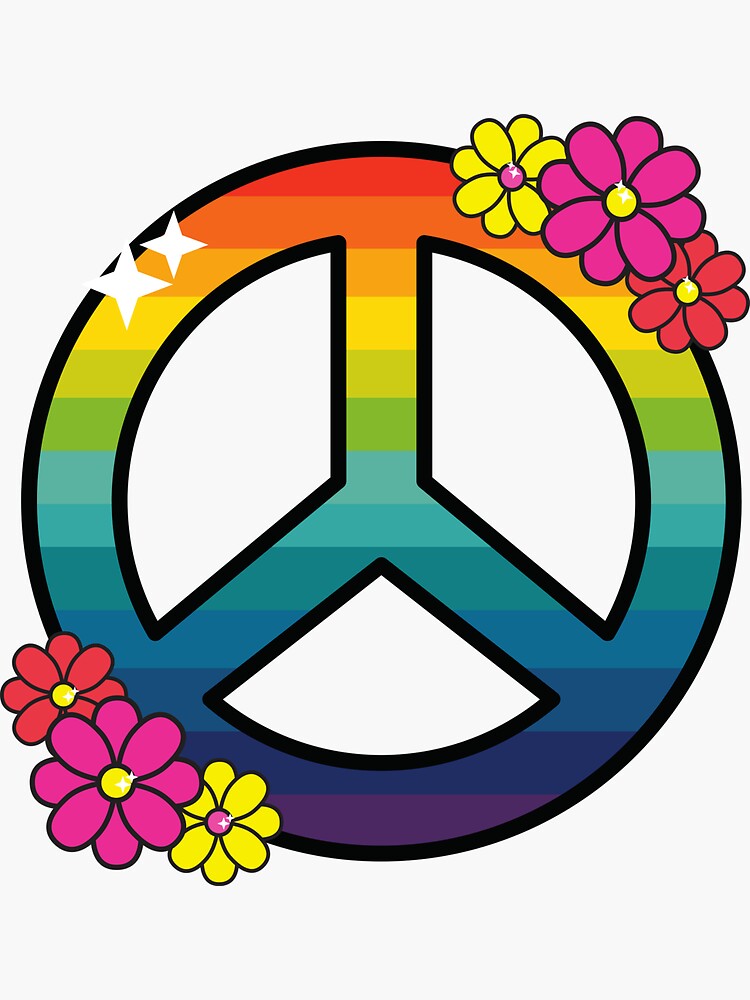 "Rainbow Peace Sign with Flowers" Sticker for Sale by GypsyGarou ...
