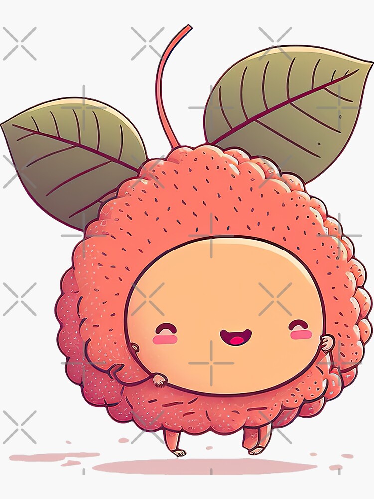 "Lychee Laughs, a Cute and Fun Lychee Fruit's Adventure" Sticker for ...