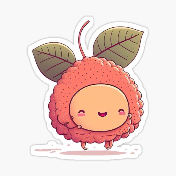 "Lychee Laughs, a Cute and Fun Lychee Fruit's Adventure" Sticker for ...