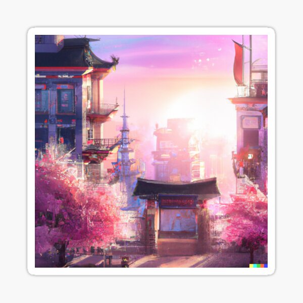"Japanese City with Torii Gate" Sticker for Sale by Niari | Redbubble