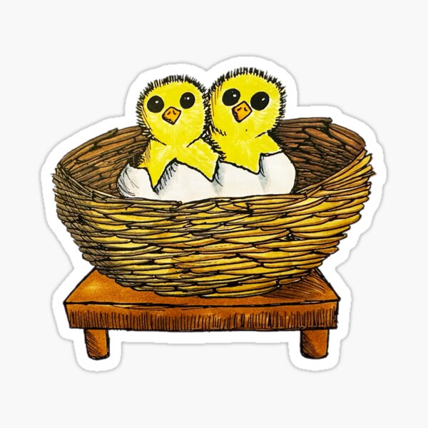 "Twin Chickens Hatching (Color)" Sticker for Sale by InkToberShark ...