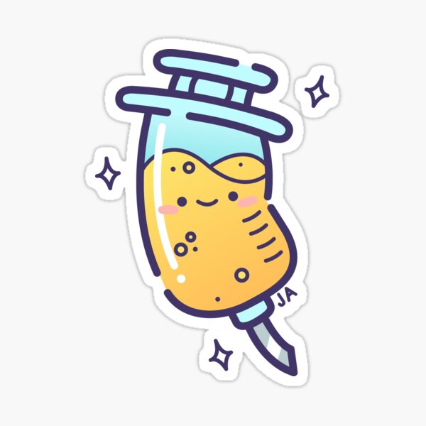 "Kawaii Yellow Blue Medical Syringe Cartoon" Sticker for Sale by ...