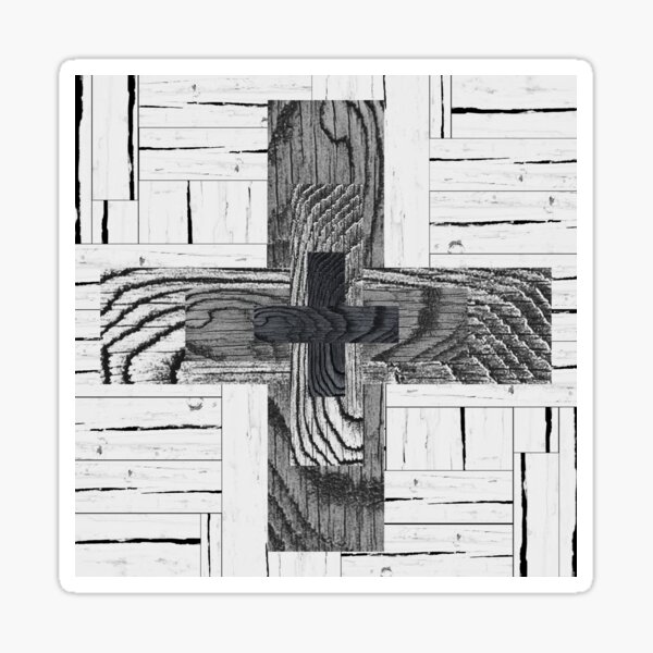 "Modern Rustic Black and White Wood Scandi Cross" Sticker for Sale by ...