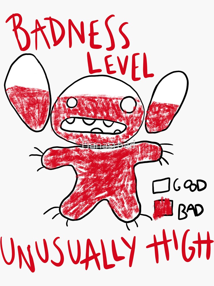 "Stitch Badness level is unusually high mischief doodle" Sticker for ...