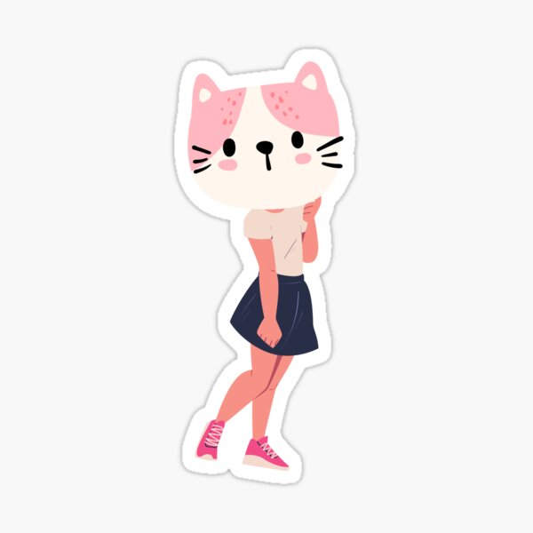 "Cat Lady Stickers - Cartoon Cat with human body." Sticker for Sale by ...