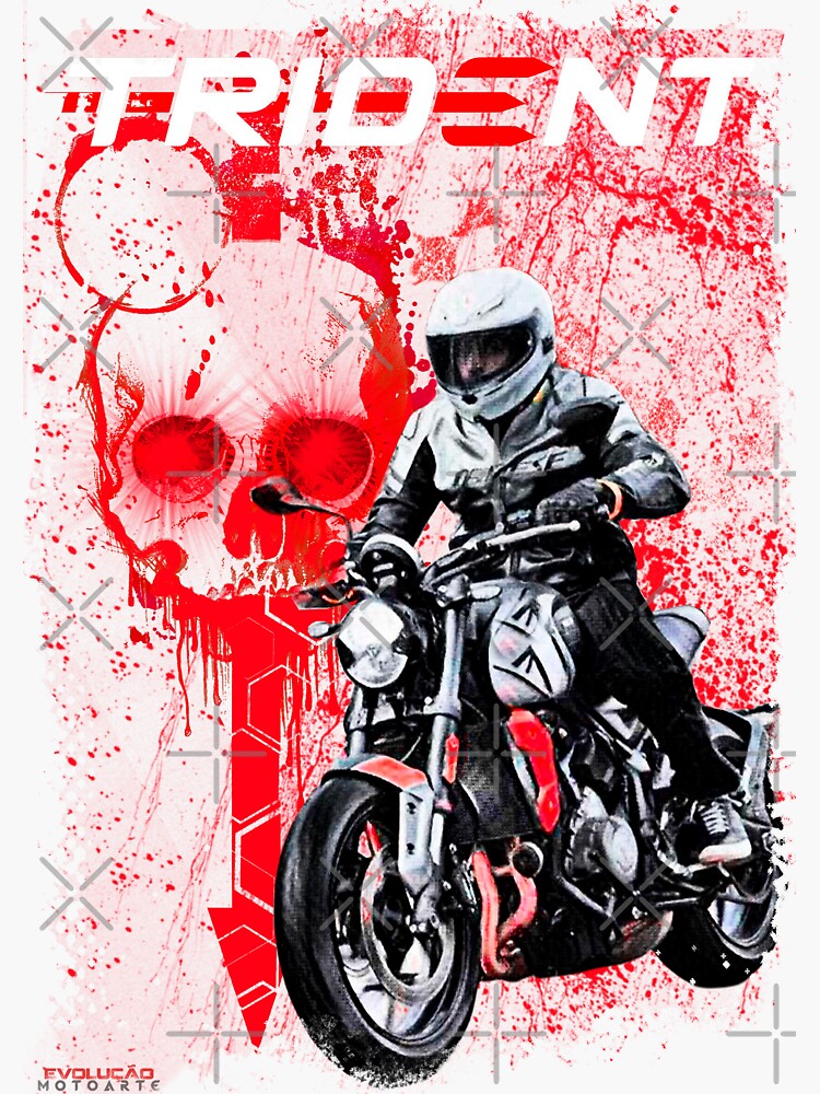 "Trident Skull Red 660" Sticker for Sale by Evomotoarte | Redbubble