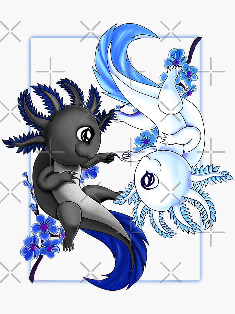 "Baby Blue Axolotl Yin and Yang" Sticker for Sale by Snowmanme | Redbubble