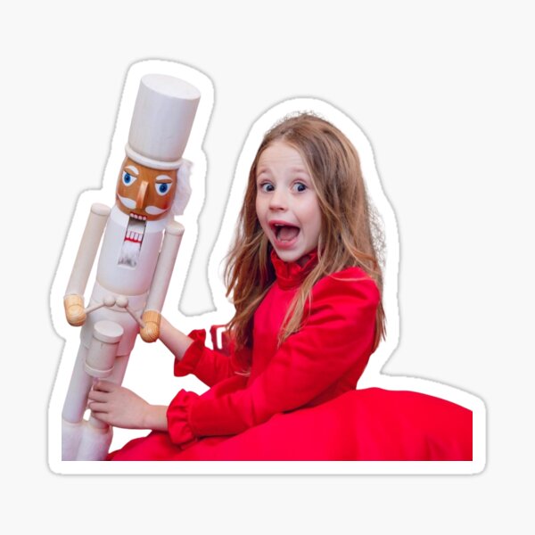 "like nastya in red dress holding white toy" Sticker for Sale by ...