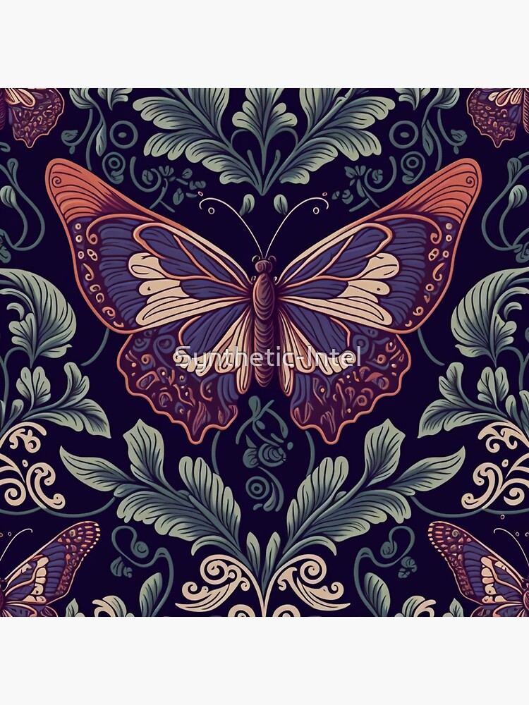 "Vintage Butterfly Pattern | Dark Pastel Butterfly | Butterfly Art ...