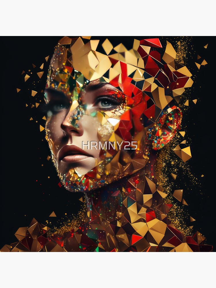 "Portrait Women Luxury Triangle Bubble Colorful Explosion Face" Sticker ...