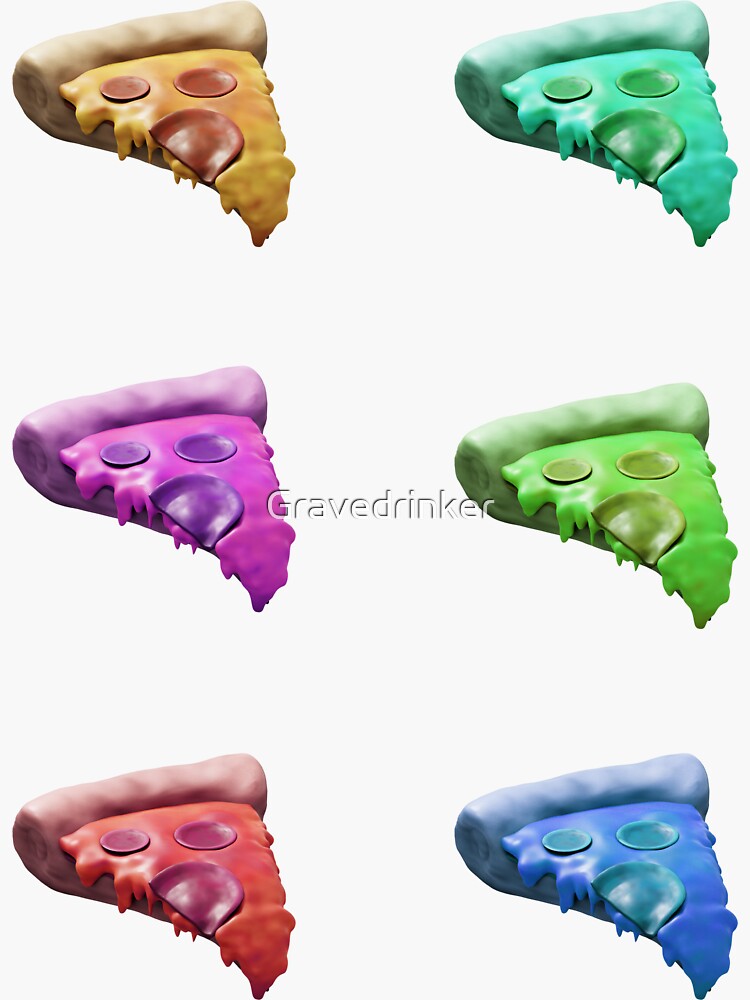 "Neon Pizza Radical 3D Set" Sticker for Sale by Gravedrinker | Redbubble