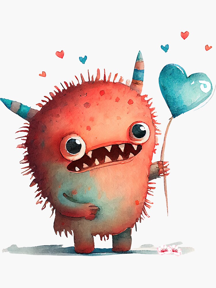 "Cute Scary Love Monster" Sticker for Sale by Craftpixsy | Redbubble