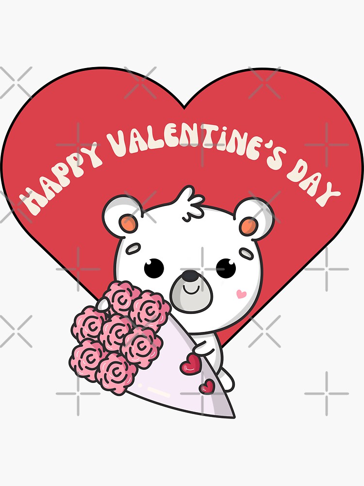 "Cute polar bear Valentine's day kawaii design" Sticker for Sale by ...