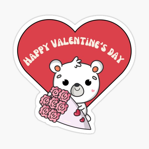 "Cute polar bear Valentine's day kawaii design" Sticker for Sale by ...