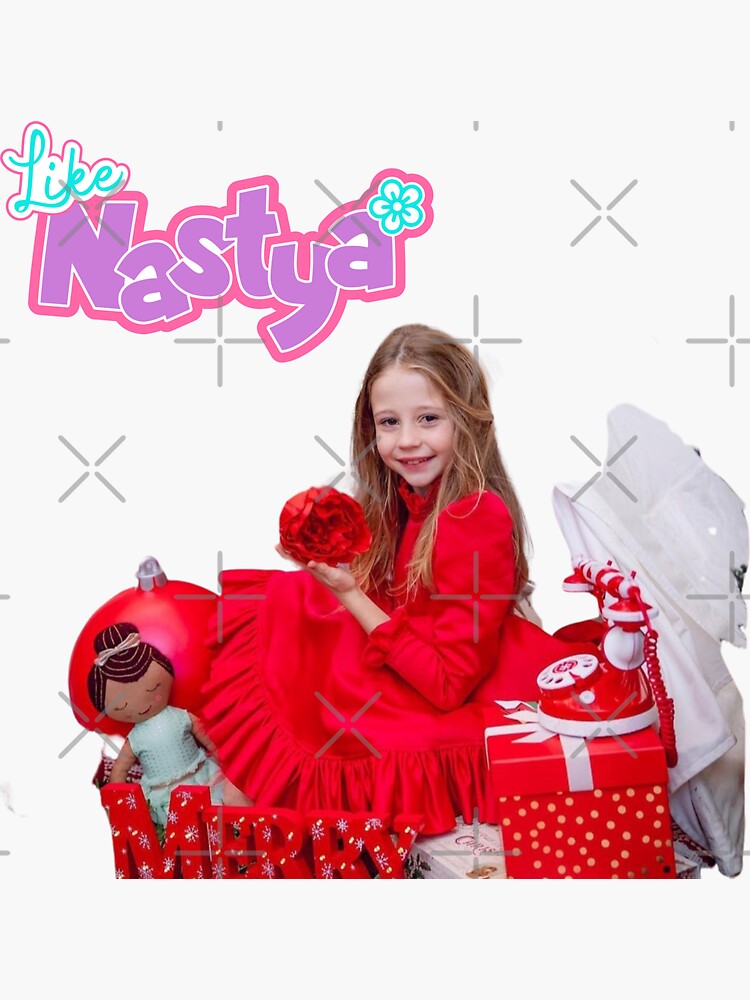 "Nastya in a red dress surrounded by Christmas gifts,like Nastya in a ...