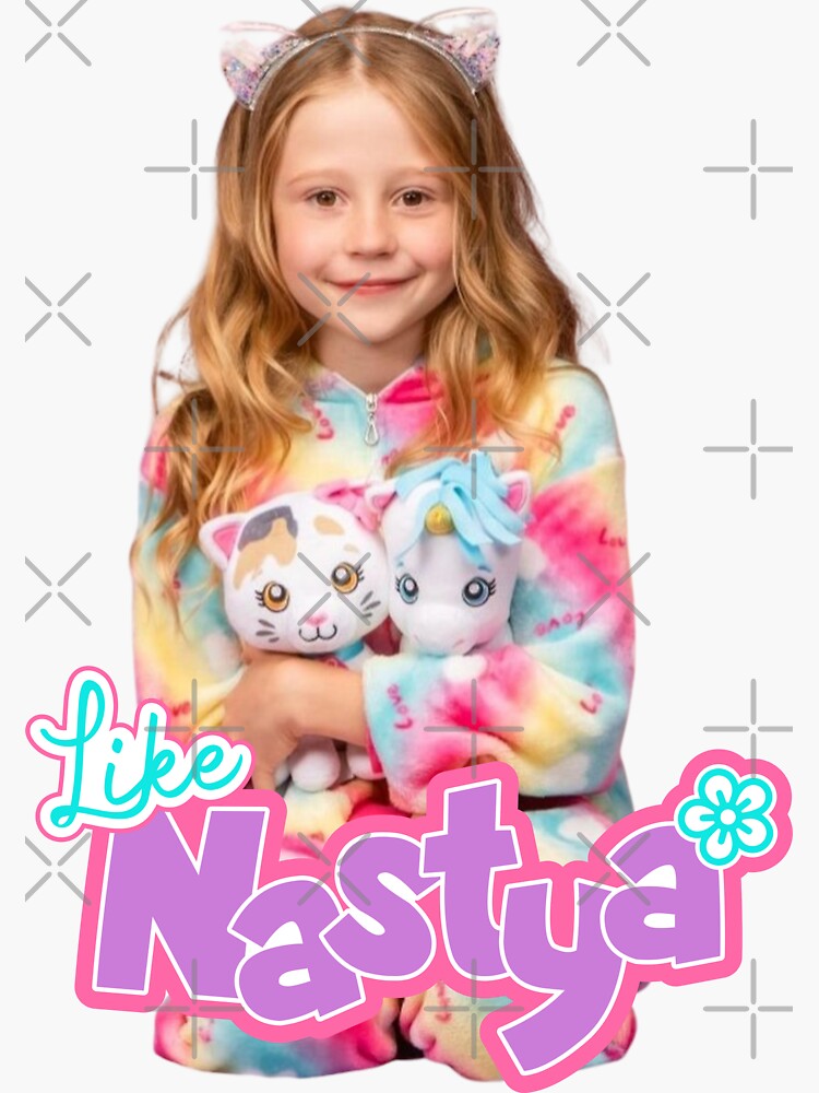 "Like Nastya holding two teddy cats,like nastya cat lover" Sticker for Sale by theJuniorJams ...