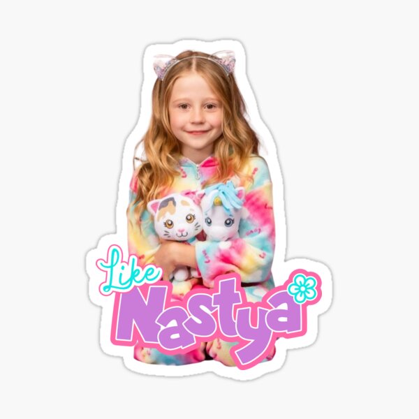 "Like Nastya holding two teddy cats,like nastya cat lover" Sticker for ...