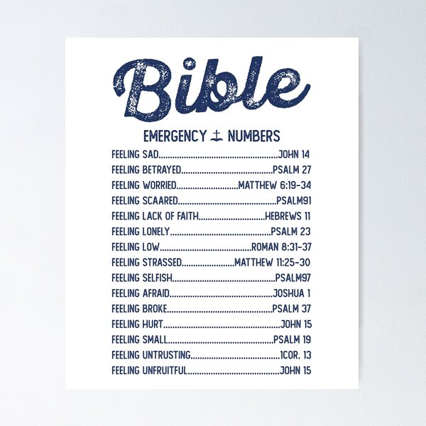 " Christian Bible Emergency Numbers hotline" Poster for Sale by Memory ...
