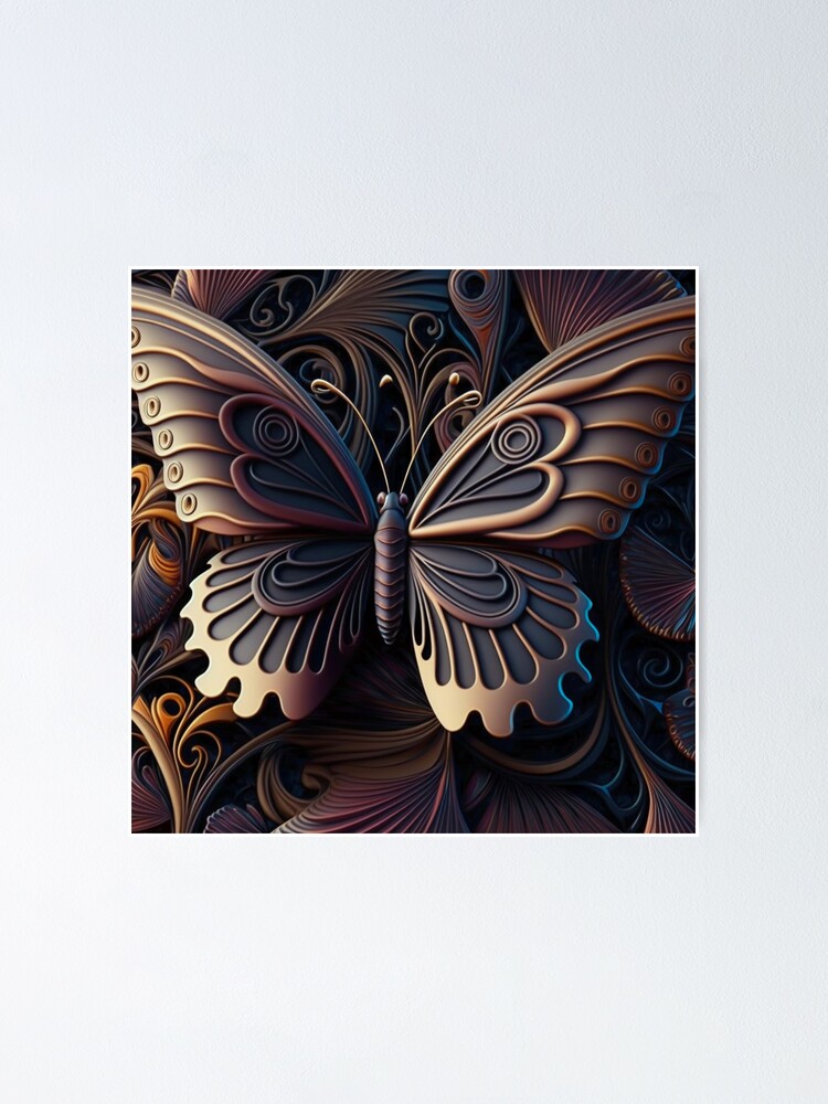 "3D Butterfly Pattern | Deep Purple 3D Butterfly | Metallic Butterfly ...