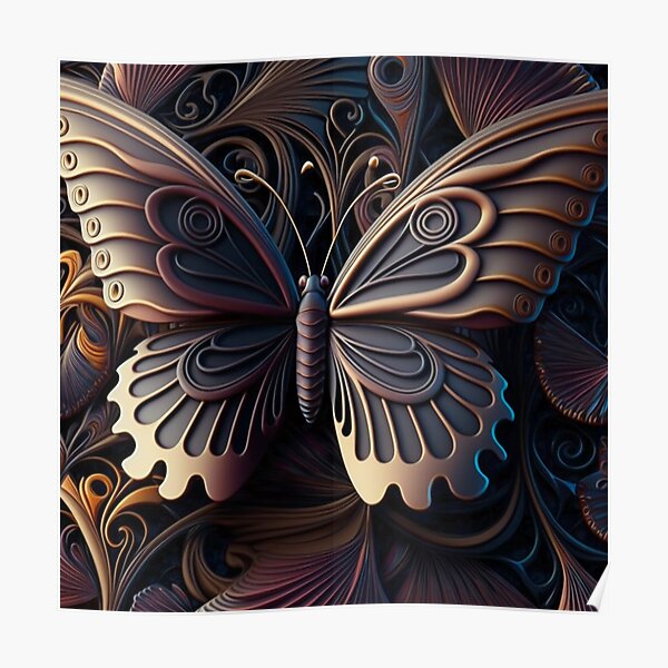 "3D Butterfly Pattern | Deep Purple 3D Butterfly | Metallic Butterfly ...