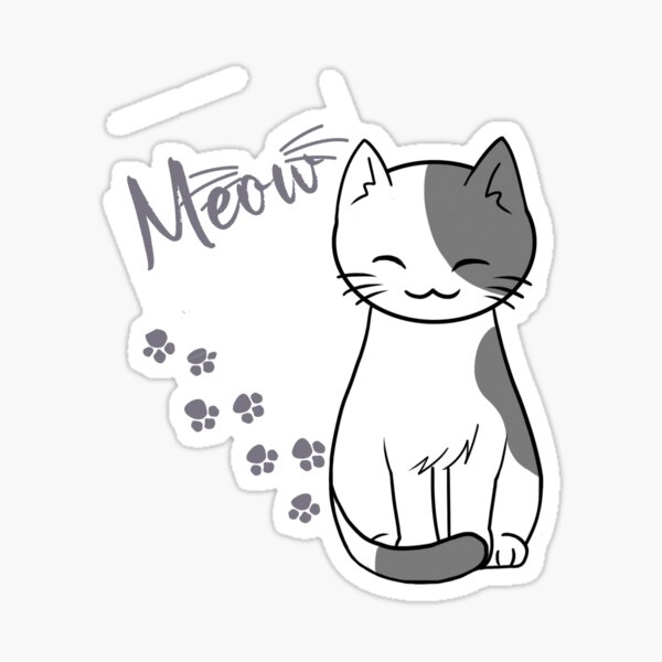 "Meow Cat" Sticker for Sale by anymatiic | Redbubble