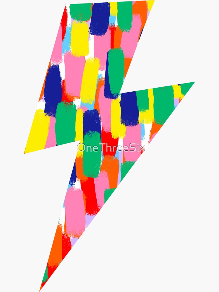 "Abstract, Brush Stroke, Rainbow, Lightning Bolt Pattern" Sticker for ...