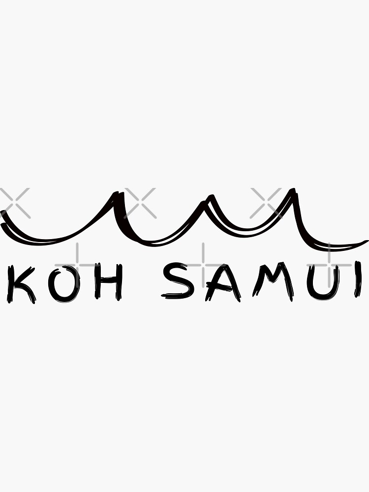"Koh Samui Thailand, Minimal, Waves, Handwritten" Sticker for Sale by ...