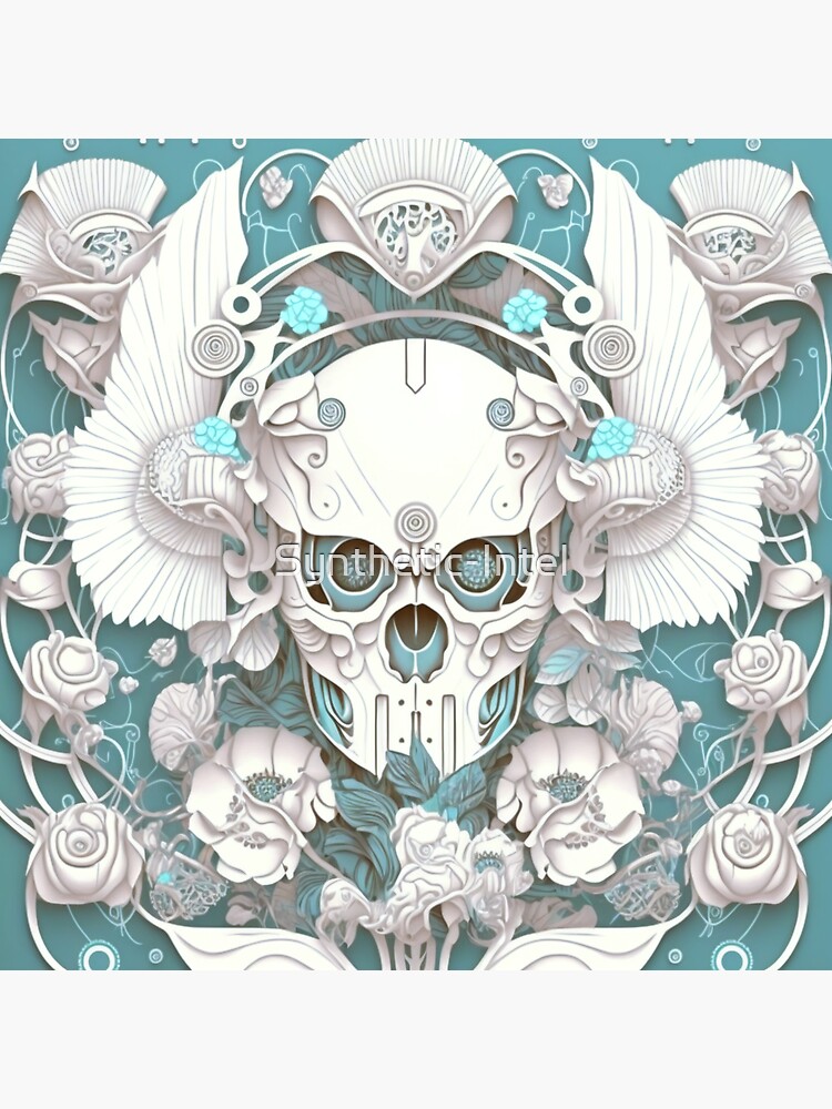 "Cute Angry Cyborg Skull Pattern | Turquoise Skull | Soft Dream Cyborg ...