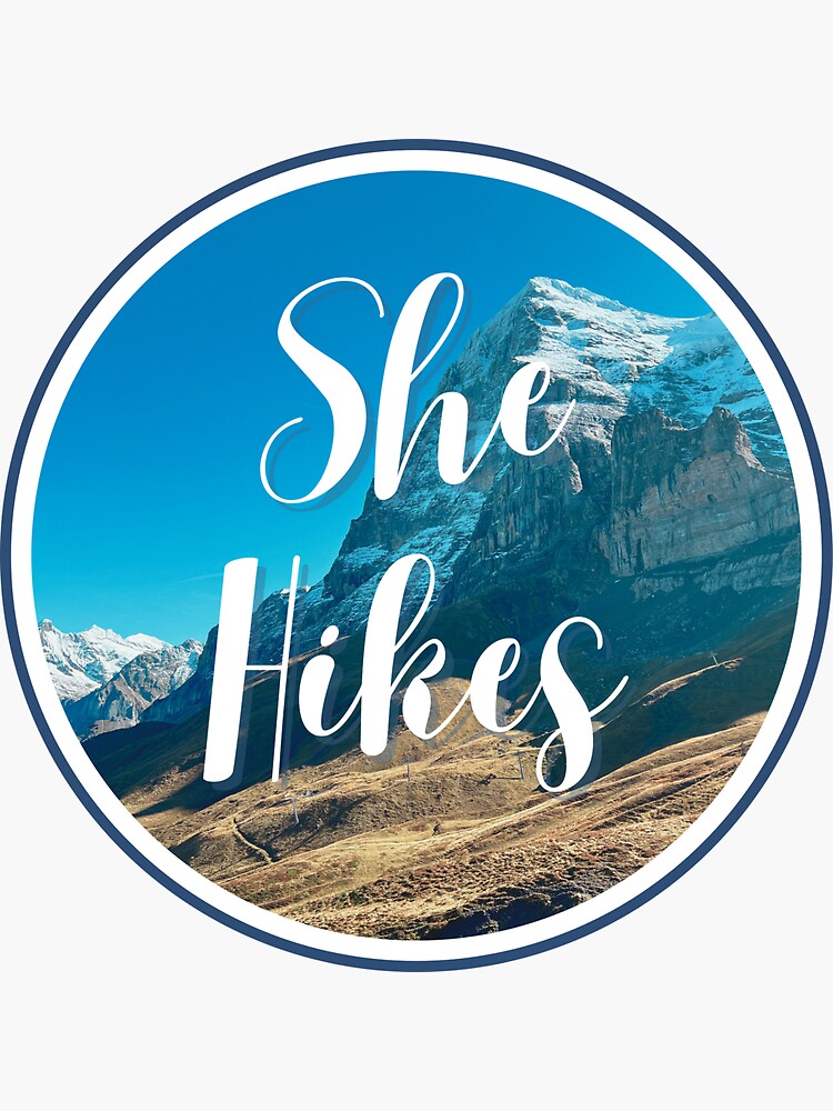 " She Hikes" Sticker for Sale by ShannonJart | Redbubble