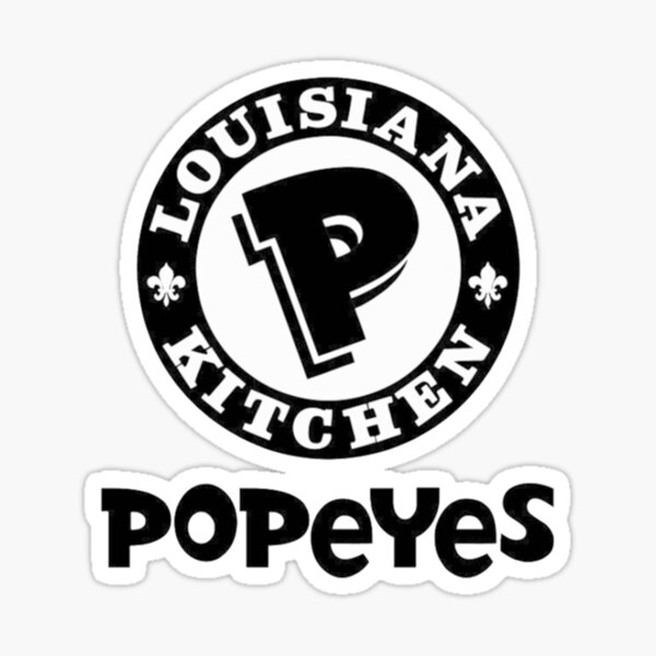 "black n white popeyes louisiana kitchen183" Sticker for Sale by ...