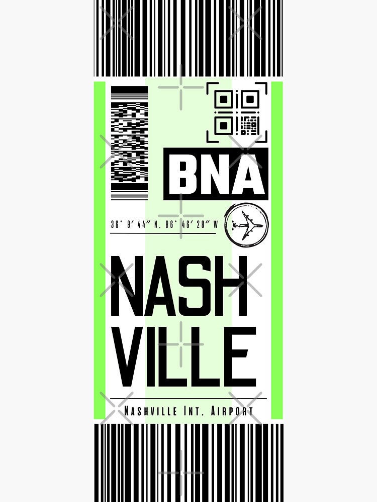 "NASHVILLE BNA classic luggage tag airport stickers" Sticker for Sale ...