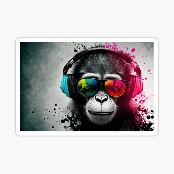"color splash music monkey #1" Sticker for Sale by obstinator | Redbubble