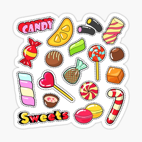 "Sweets Food Candies Stickers, Patches, Badges with Lollipop, Chocolate ...