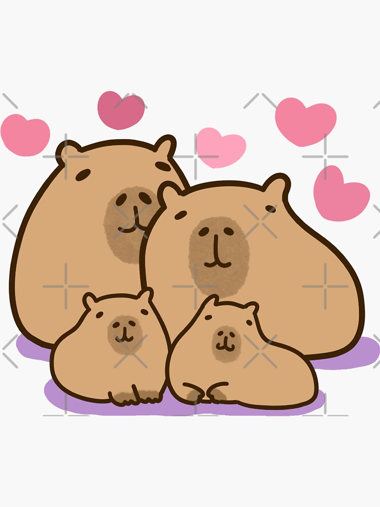 "Capybara lovely family" Sticker for Sale by picopang | Redbubble