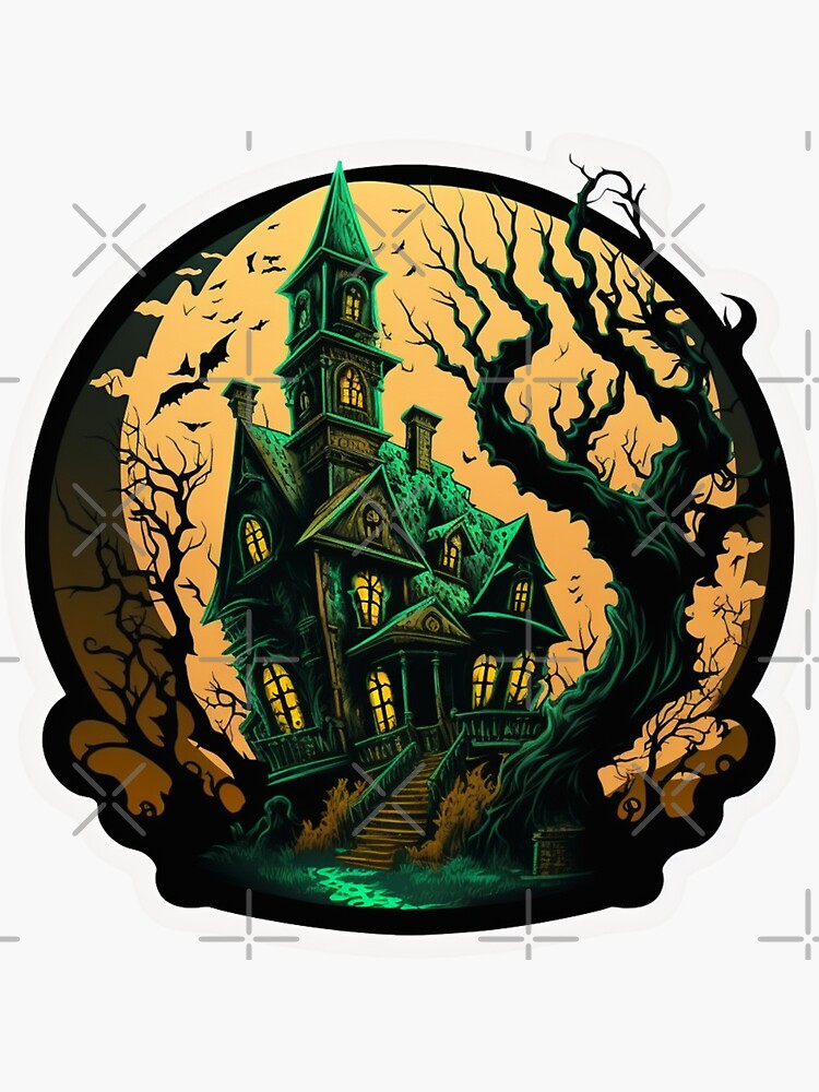 "Spooky Haunted Mansion retro halloween" Sticker for Sale by LuckyRonin ...