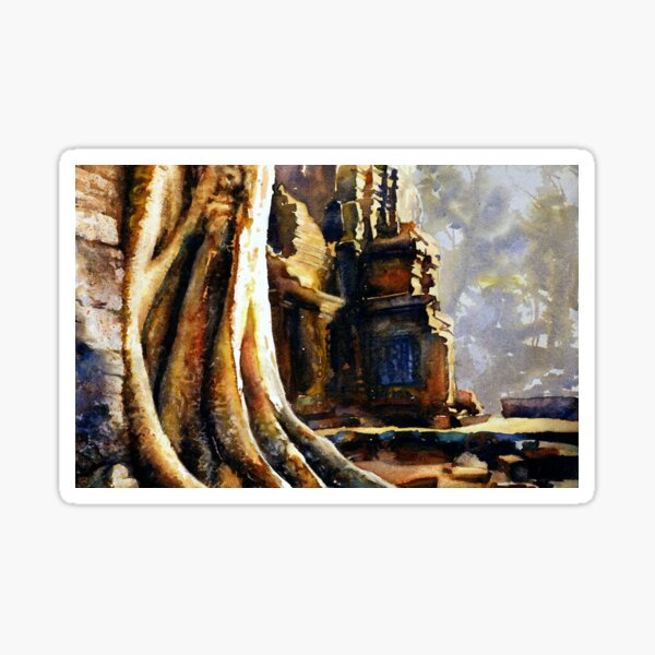 "Overgrown temple- Angkor Wat ruins, Cambodia" Sticker for Sale by ...