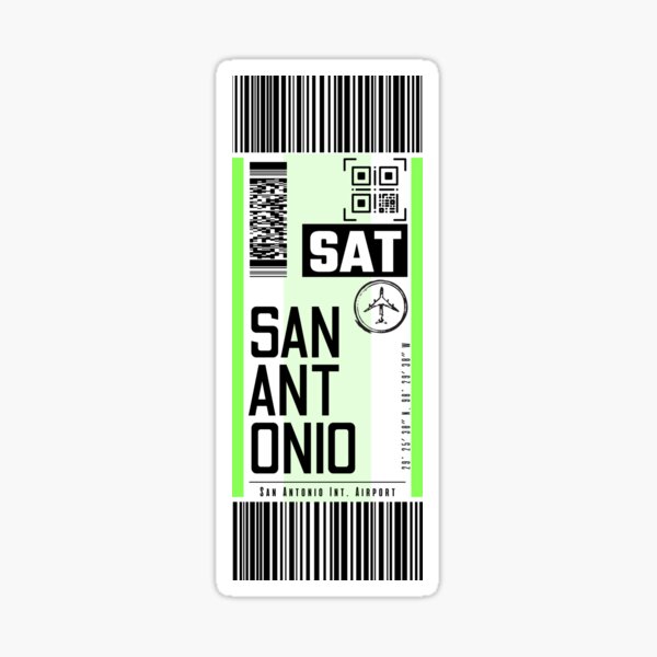 "SAN ANTONIO SAT classic luggage tag airport stickers" Sticker for Sale ...