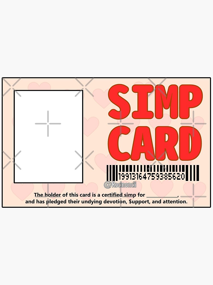 "Simp Card" Sticker for Sale by ArashiiGames | Redbubble