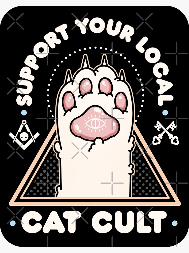 "Support Your Local Cat Cult (Kawaii Krypt)" Sticker for Sale by ...