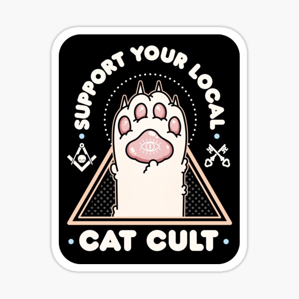 "Support Your Local Cat Cult (Kawaii Krypt)" Sticker for Sale by ...