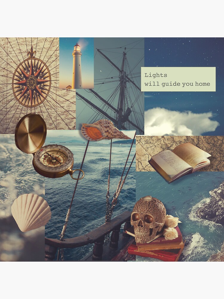 "Oceancore/Piratecore Aesthetic Collage [Square]" Sticker for Sale by ...