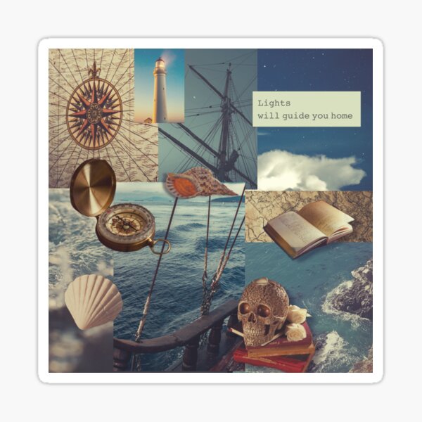 "Oceancore/Piratecore Aesthetic Collage [Square]" Sticker for Sale by ...