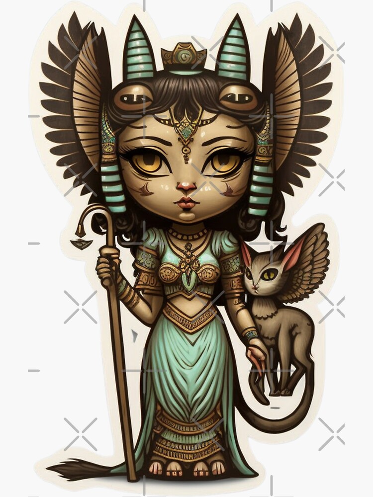 "cute cartoon Egyptian Goddess Bast Bastet" Sticker for Sale by ...