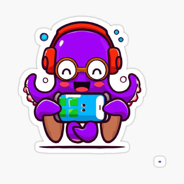 "Purple Mobile Gamer Octopus" Sticker for Sale by LetsPlayArt | Redbubble