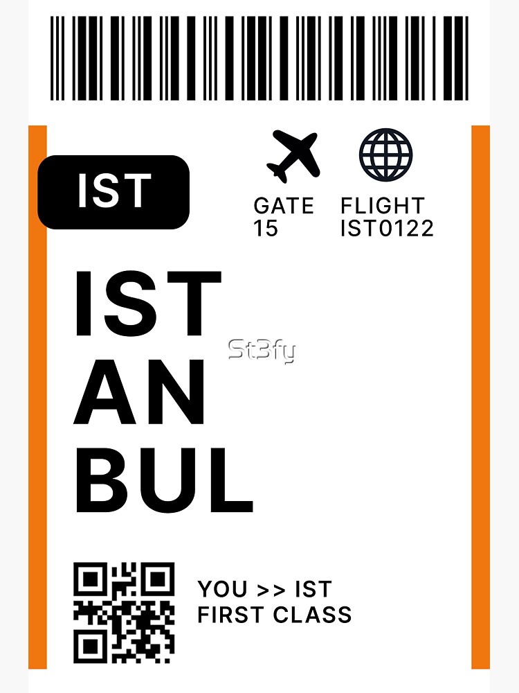"Istanbul Flight Ticket Boarding Pass Travel" Sticker for Sale by St3fy ...