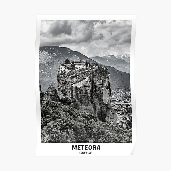 "Meteora Greece Dorm Room Essentials Minimalist Poster Design " Poster ...