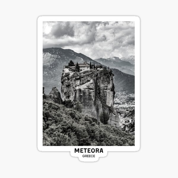 "Meteora Greece Dorm Room Essentials Minimalist Poster Design " Sticker ...
