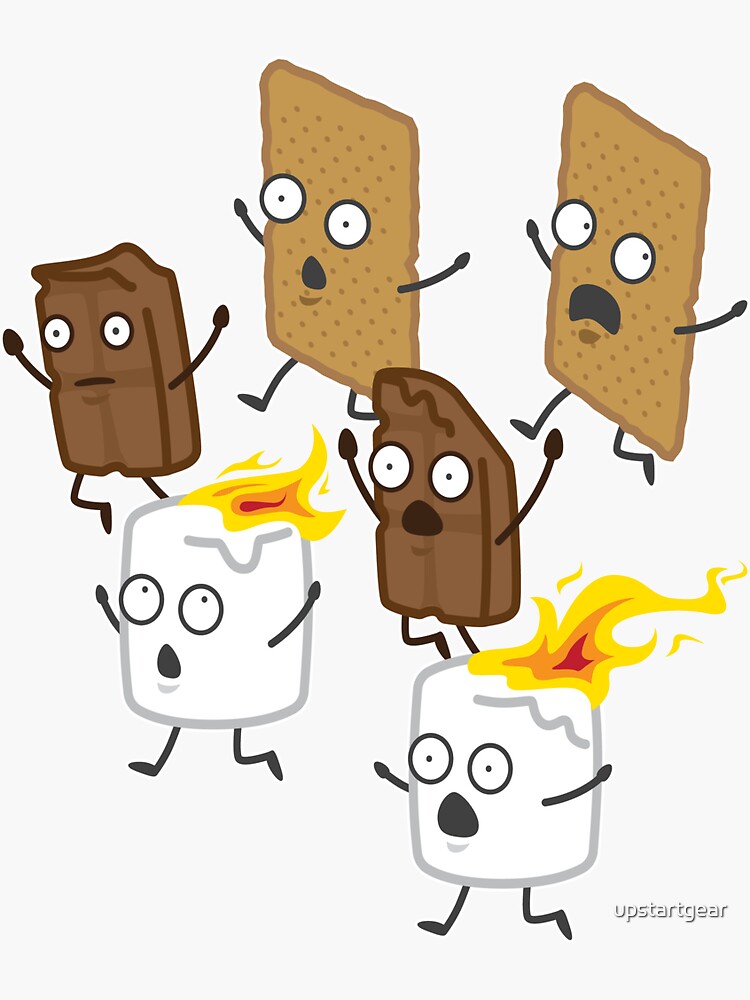 "Happy Camper Running Smores " Sticker for Sale by upstartgear | Redbubble